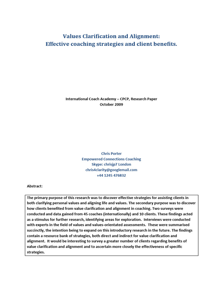 Values Alignment Research3 | PDF | Leadership | Goal Setting