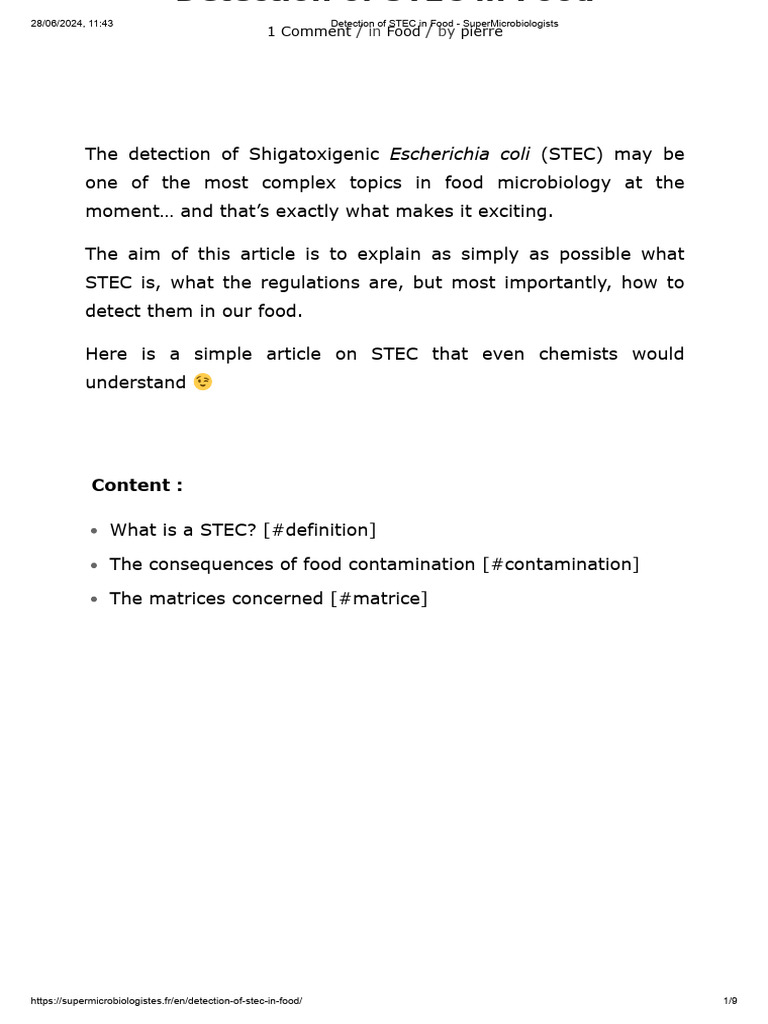 Detection of STEC in Food - SuperMicrobiologists | PDF | Escherichia ...