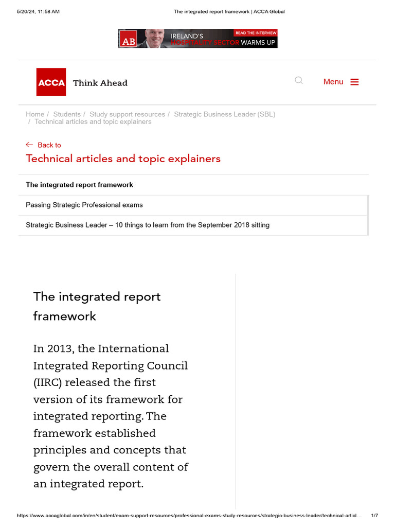 The Integrated Report Framework - ACCA Global | PDF | Strategic ...