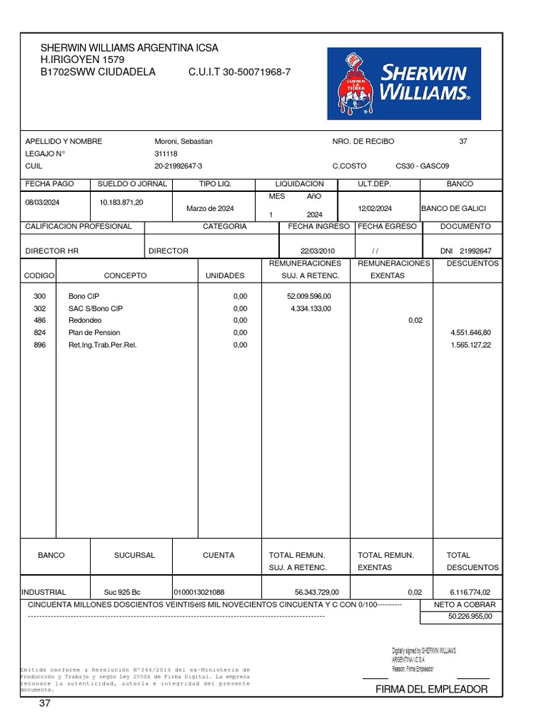 Recibo Bono 2024 | PDF