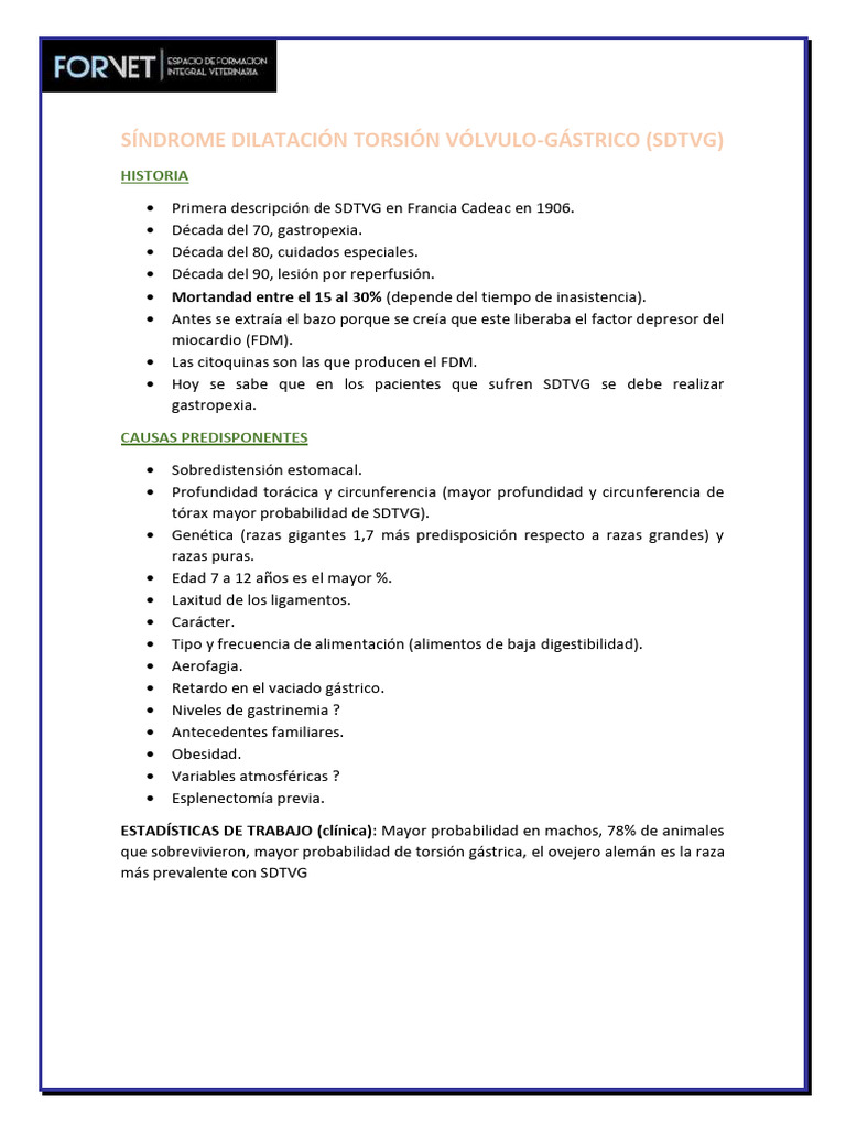 CLASE SINDROME DILATACION TORSION VOLVULO GASTRICO SDTVG. Javier Mouly ...
