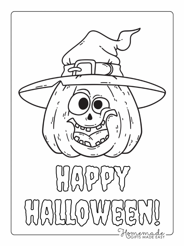 Halloween Coloring Pages Silly Pumpkin Hat | PDF