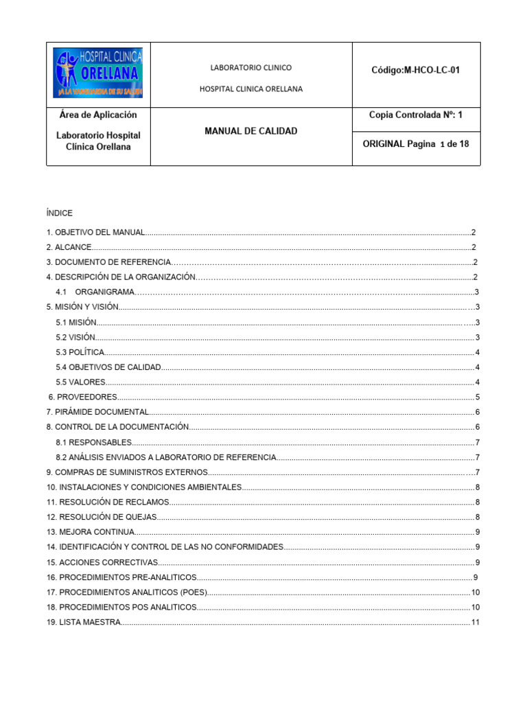 Manual de Calidad | Descargar gratis PDF | Calidad (comercial) | Laboratorios