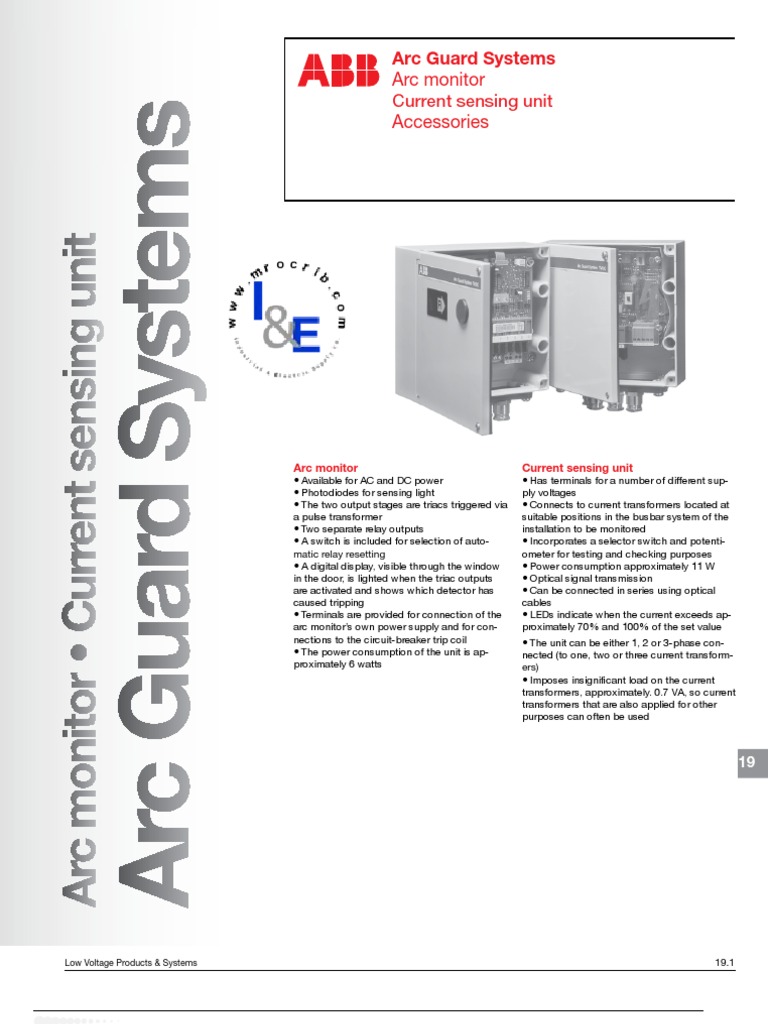 ABB Arc Guard Systems, Current Sensing Unit | PDF | Relay | Electric Arc
