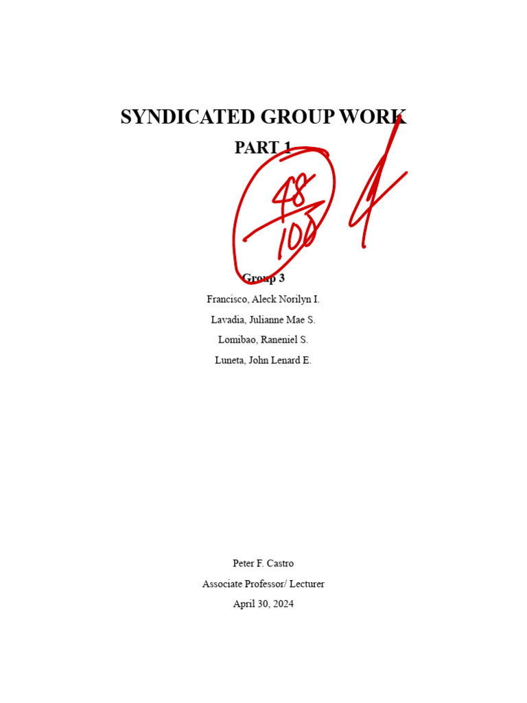 checkedGROUP 3 - SYNDICATED GROUP WORK - PART 1 | PDF | Project ...