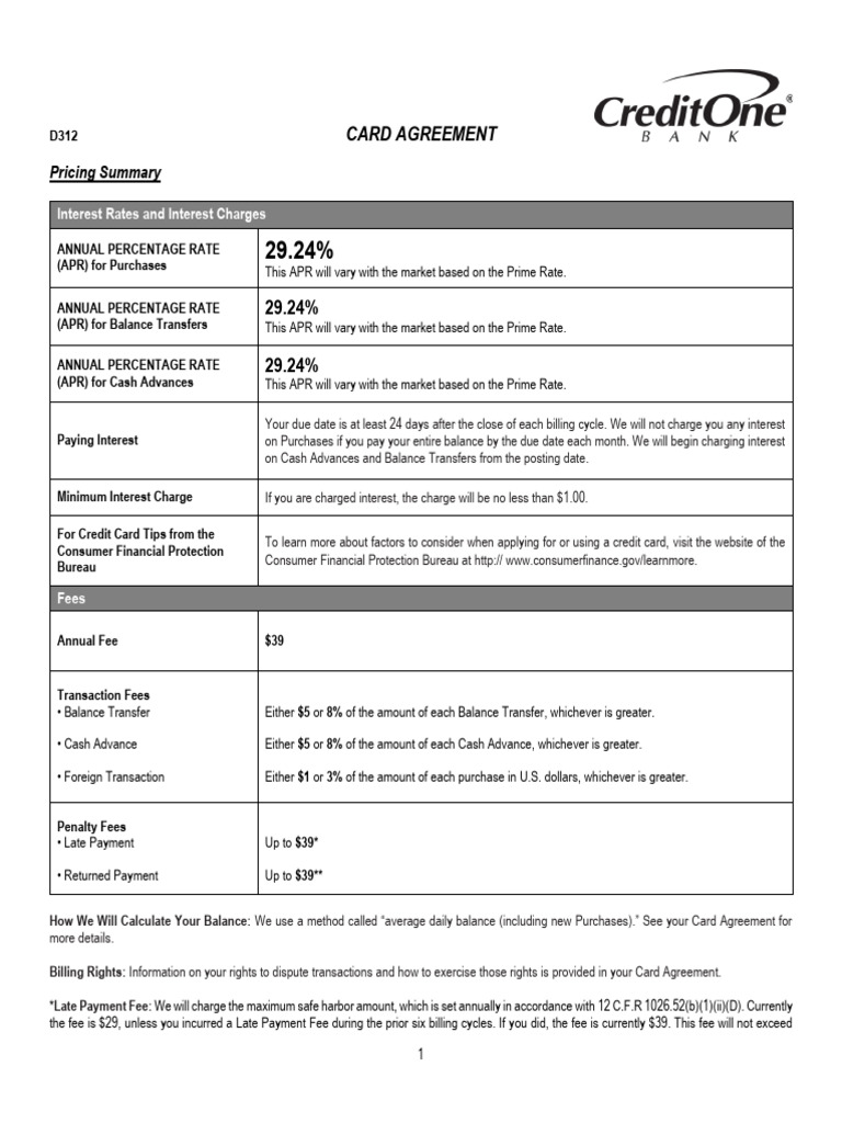 Card Agreement: Pricing Summary | PDF | Credit Card | Annual Percentage ...