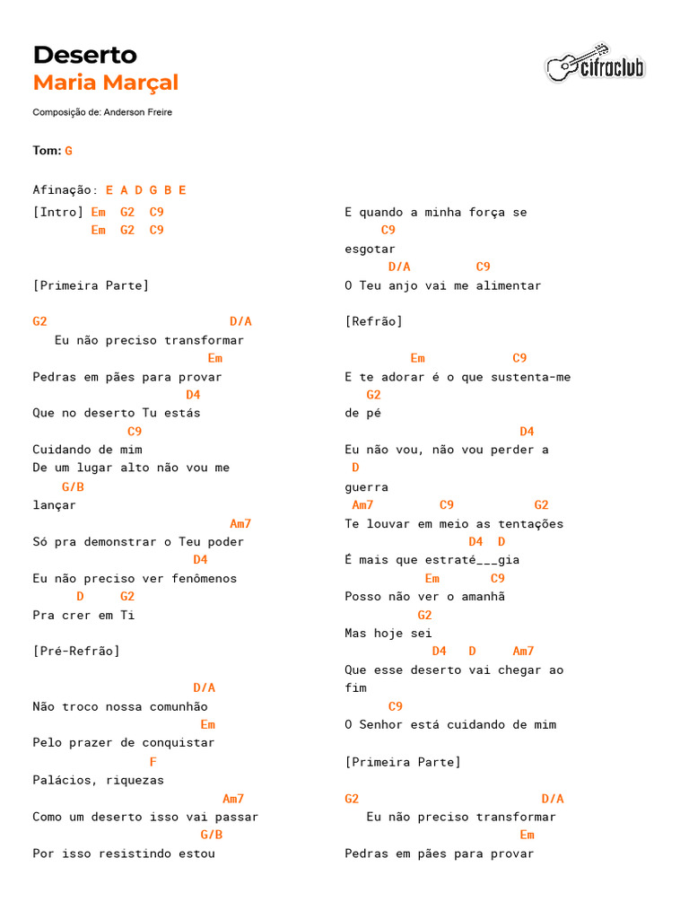 Cifra Club - Maria Mar Al - Deserto | PDF