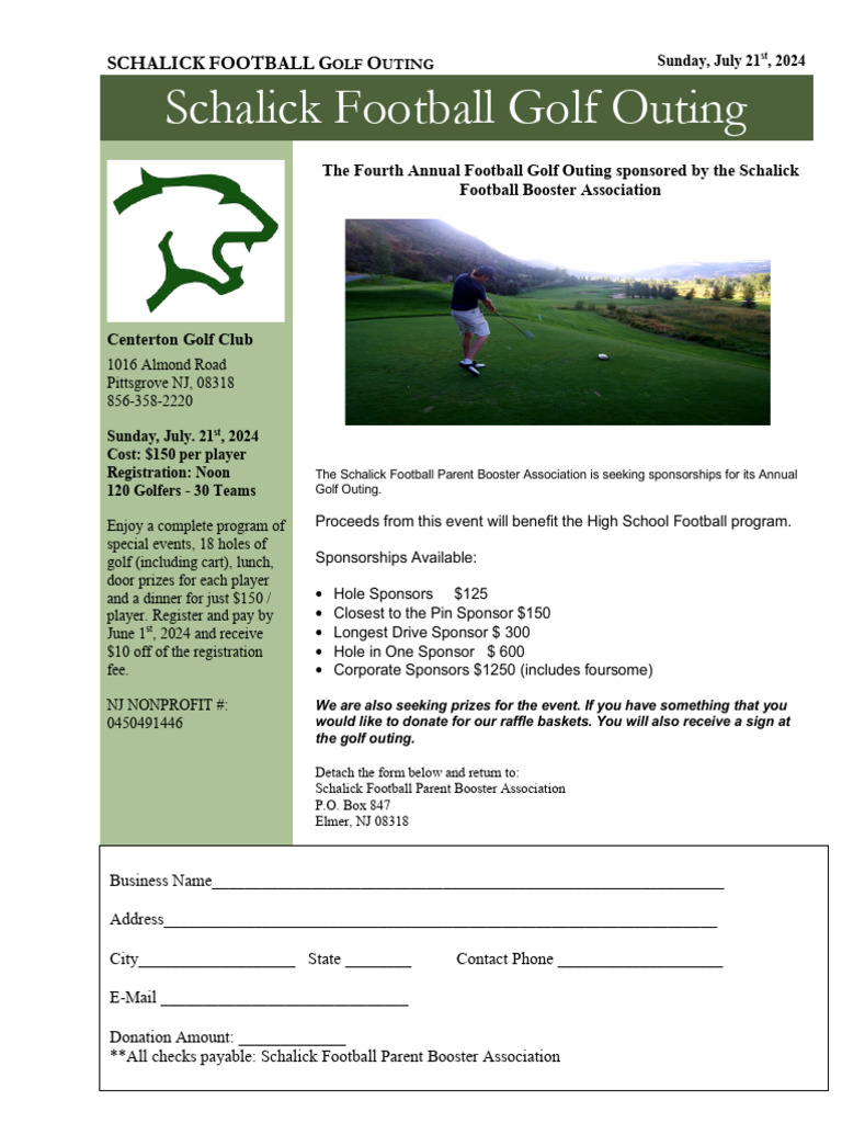Schalick Football Golf Outing 2024 | PDF