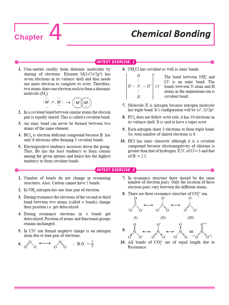 4 - Chemical Bonding (Engg) Sol - Final | PDF | Chemical Bond ...