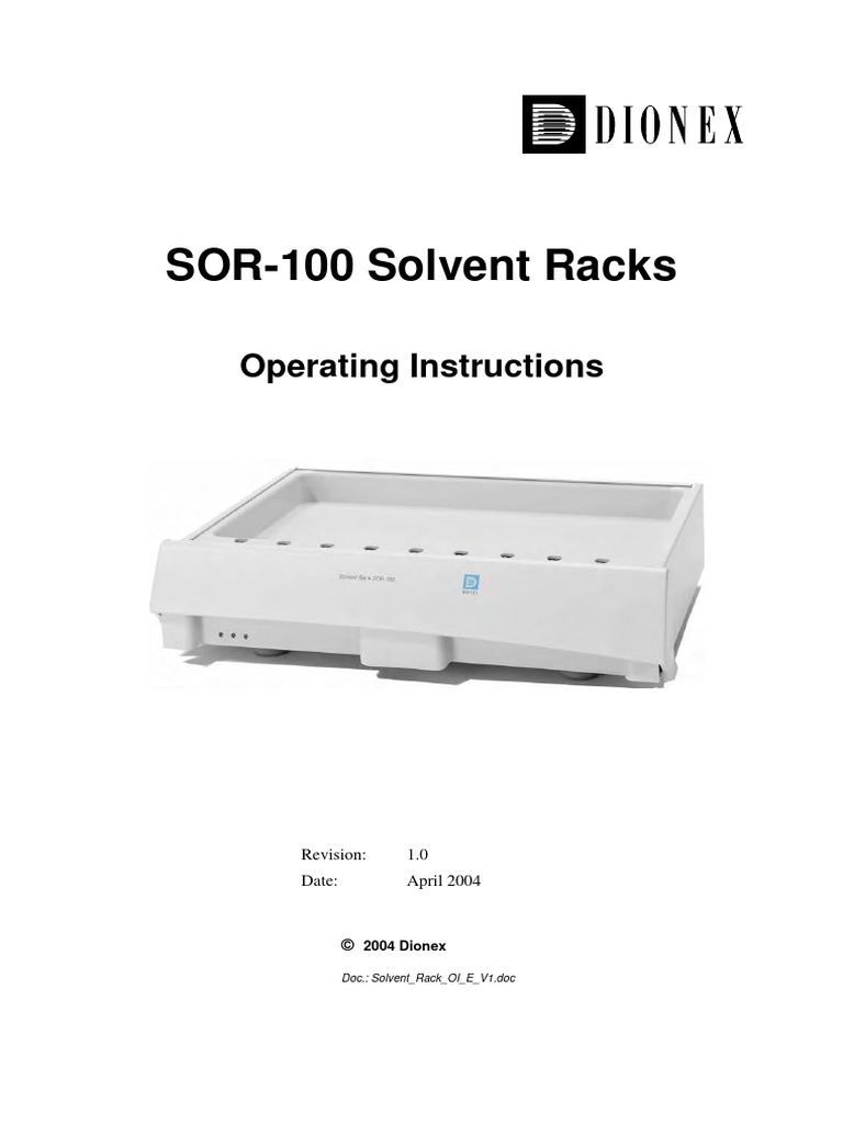 SOR-100 Solvent Racks Operating Instructions | PDF | Electromagnetic ...