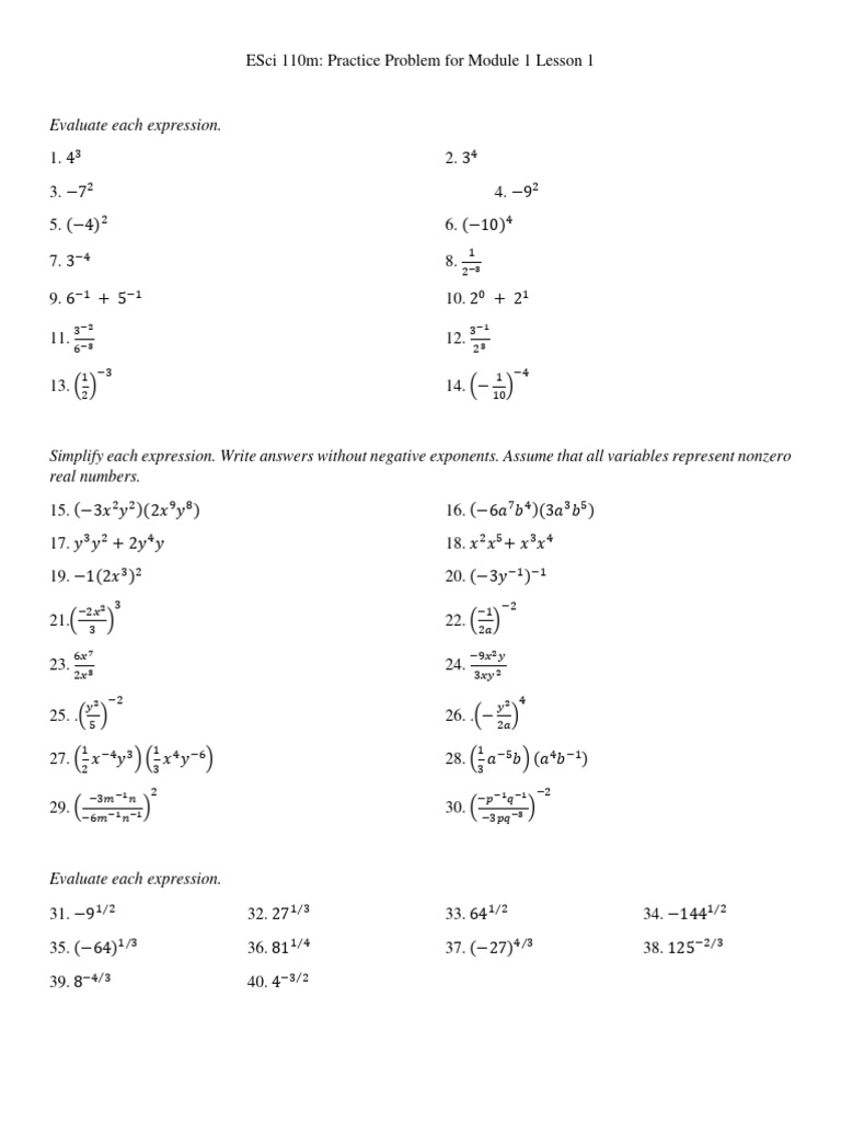 Practice Problem 1.1 | PDF | Exponentiation | Mathematics