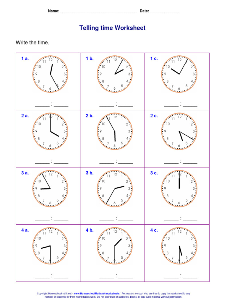Telling Time Worksheet | PDF | Government Information | Data Management