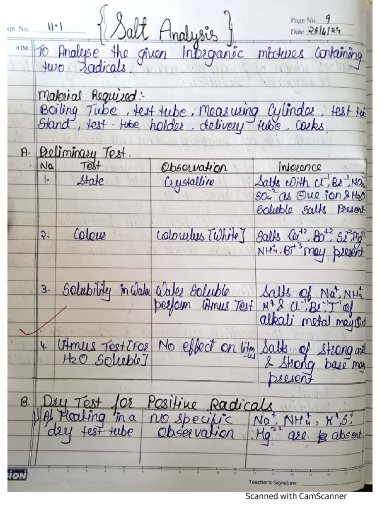 Experiment 03 Salt Analysis | PDF