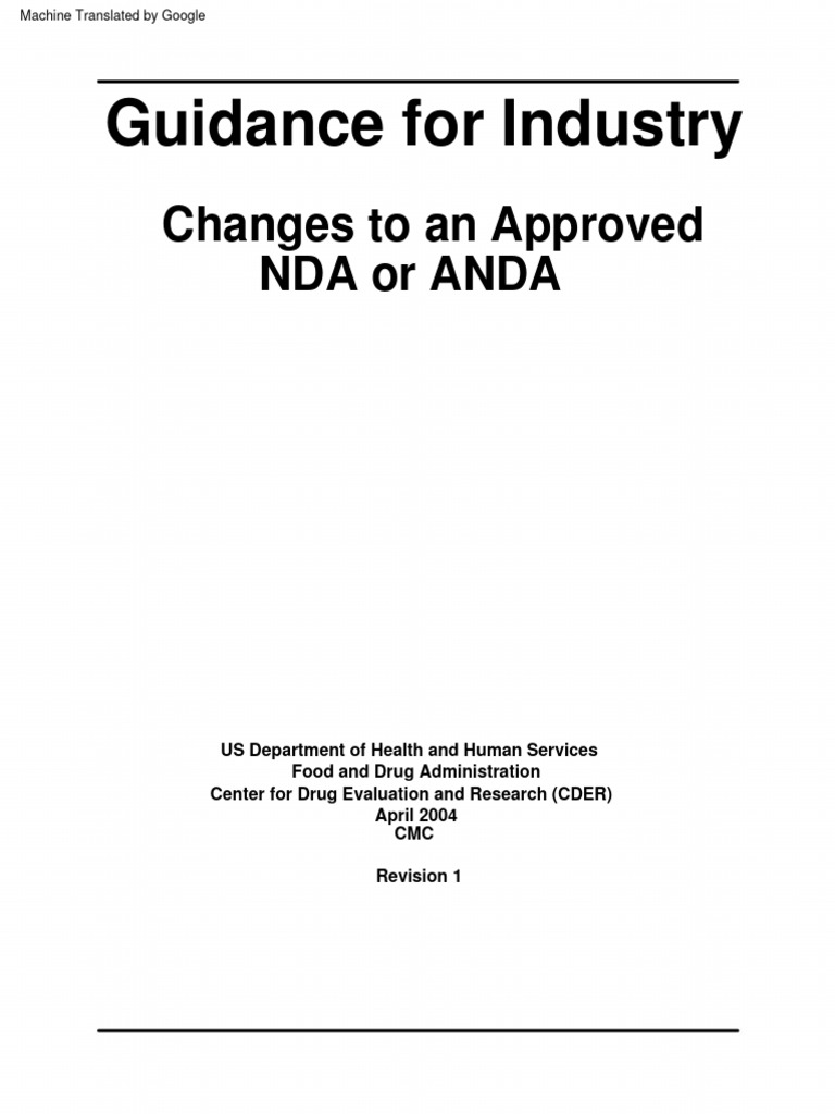 FDA Guidance on NDA/ANDA Changes | PDF | Food And Drug Administration ...