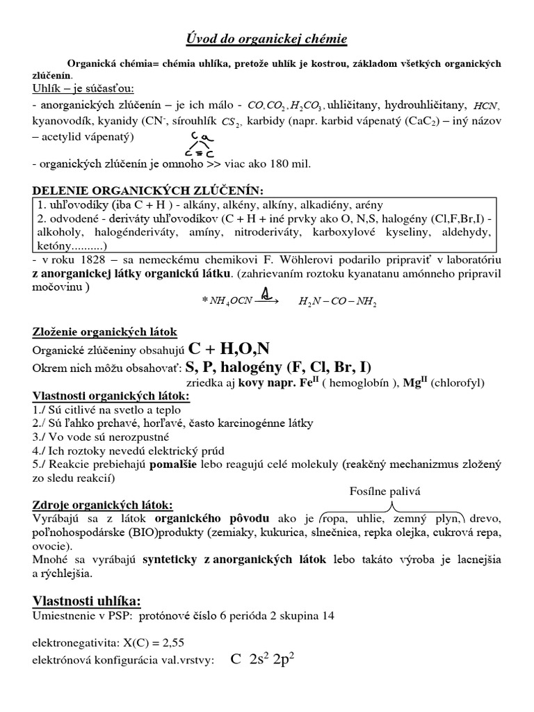 Uvod Do Organickej Chemie | PDF