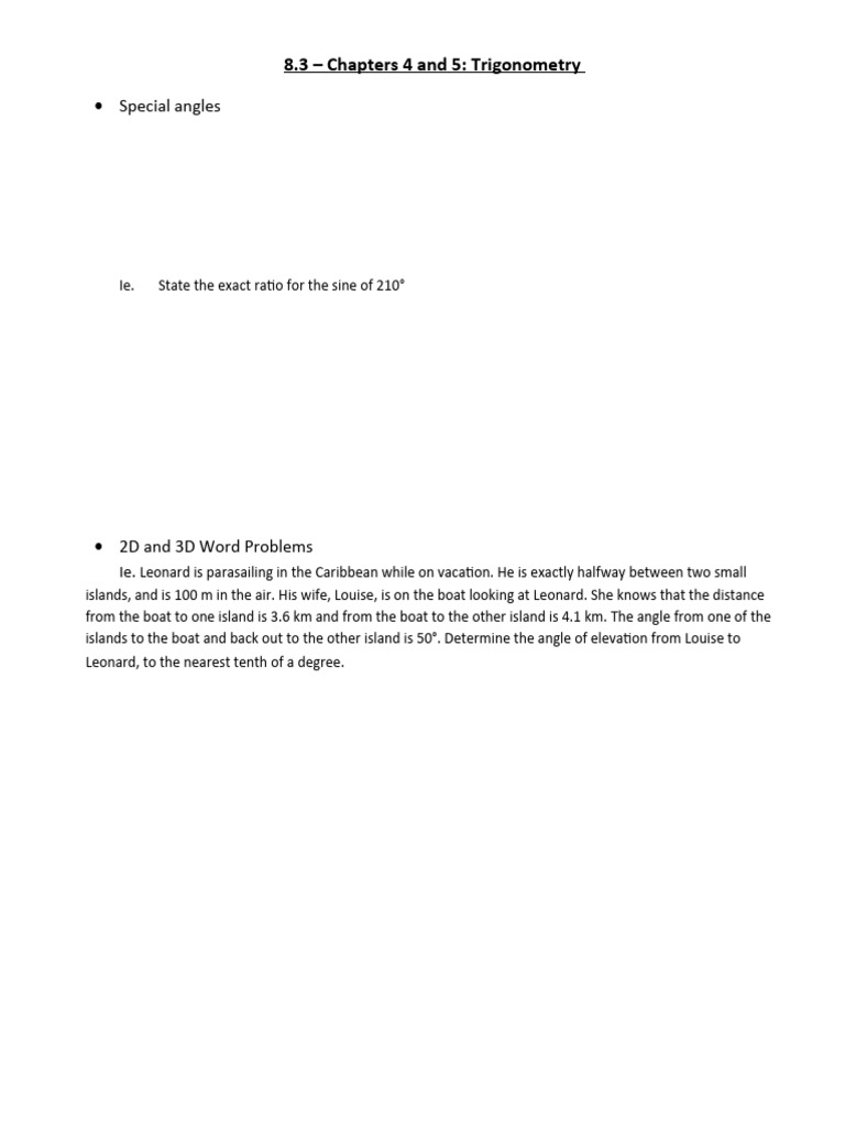 8.3 - Chapters 4 and 5 Trigonometry | PDF