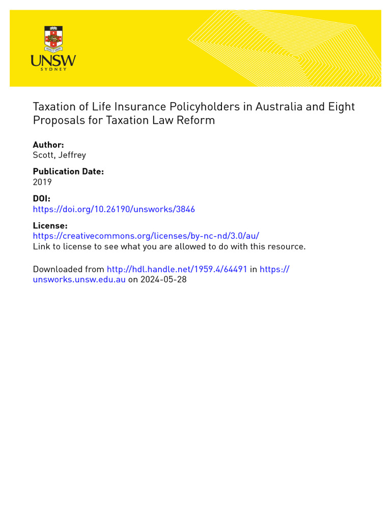 Taxation of Life Insurance Policyholders in Australia and Eight ...