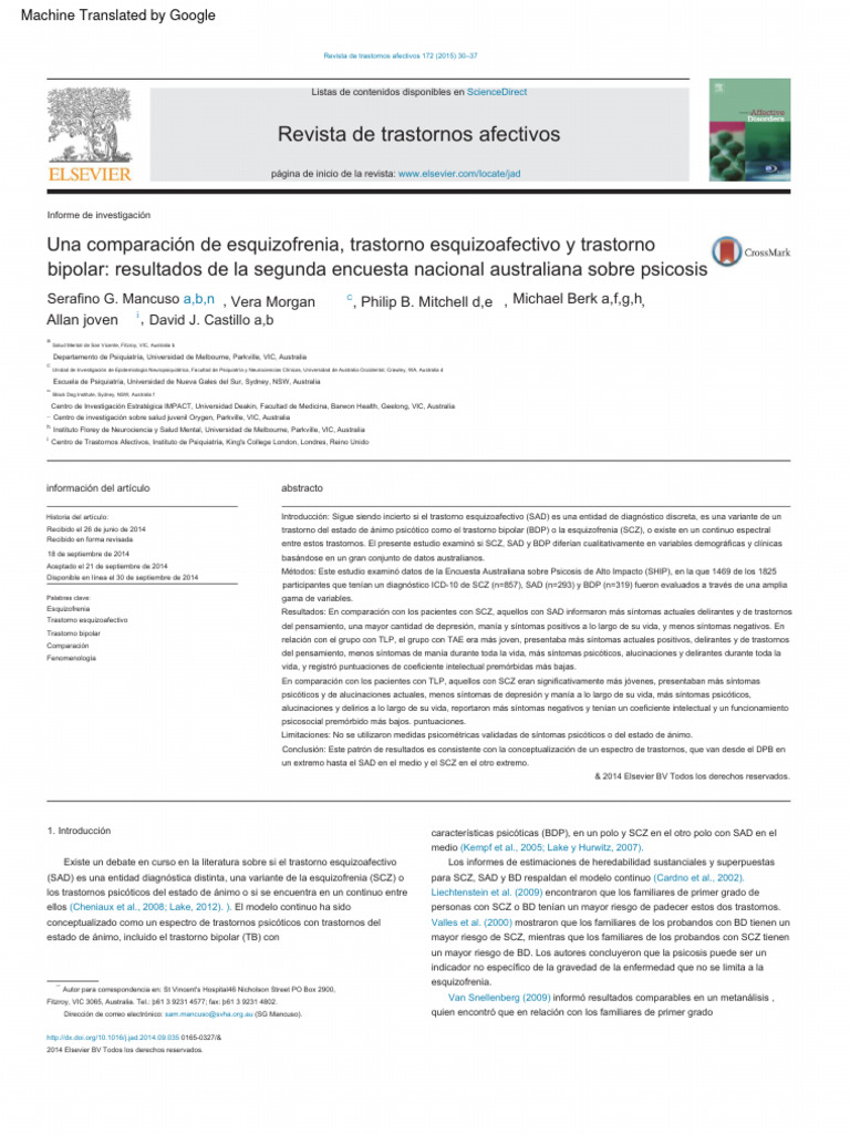 Mancuso 2015 | PDF | Esquizofrenia | Psicosis