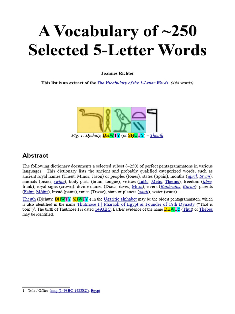A Vocabulary of 250 Selected 5-Letter Words | PDF | Linguistics | Erbil