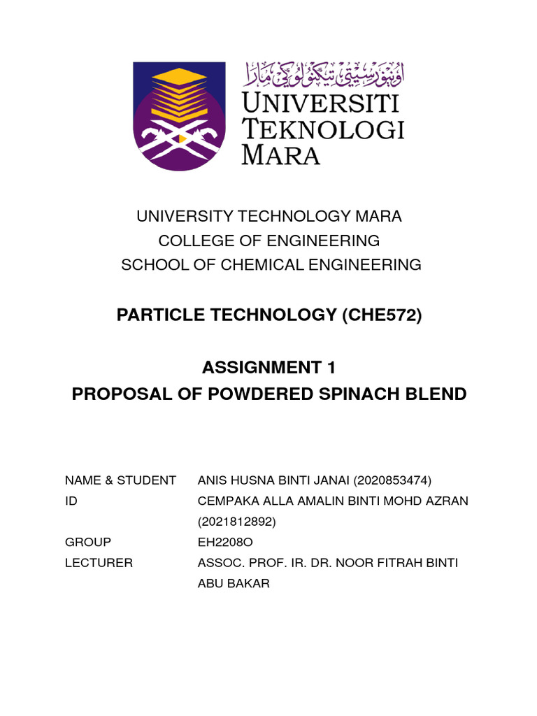 Assignment 1 (Spinach Powder Blend) | PDF | Vitamin | Spinach