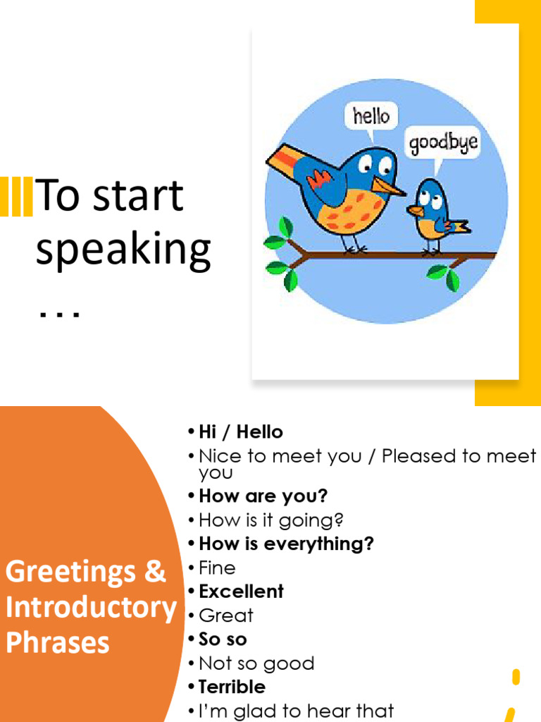 Greetings and Introductory Phrases | PDF | Language Arts & Discipline