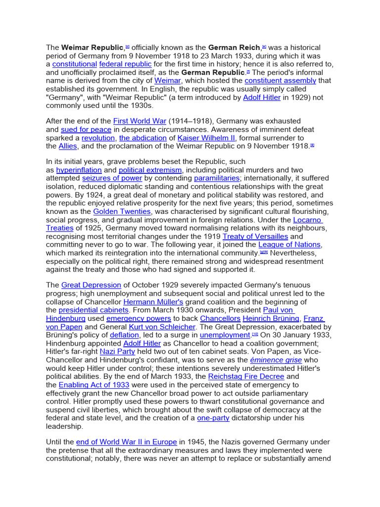 The Weimar | Download Free PDF | Weimar Republic | Treaty Of Versailles