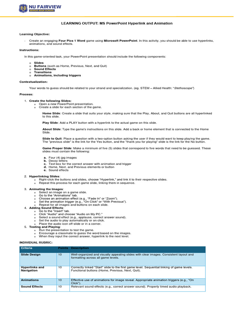 Learning Output | PDF | Microsoft Power Point | Software