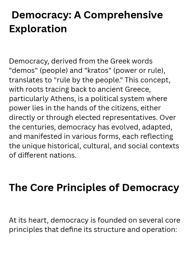 Sure, Here's A Detailed Exploration of Democracy From Various ...