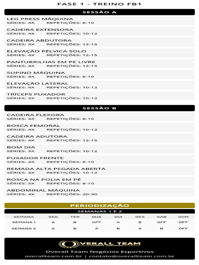 Treino - Fase 1 - Treino FB1-1 | PDF
