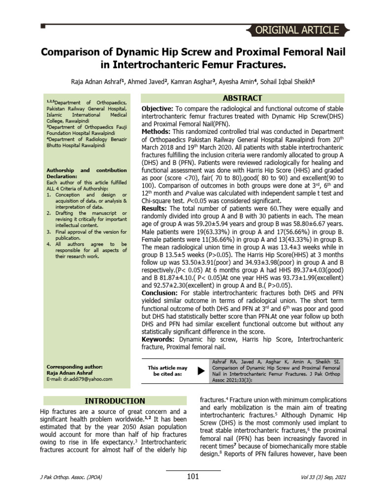 Article PFN Vs DHS | PDF | Causes Of Death | Clinical Medicine