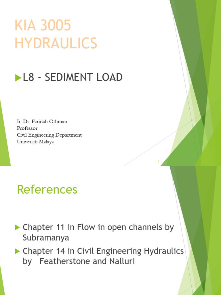 KIA 3005 Hydraulics: L8 - Sediment Load | PDF | Sediment | Mechanical ...