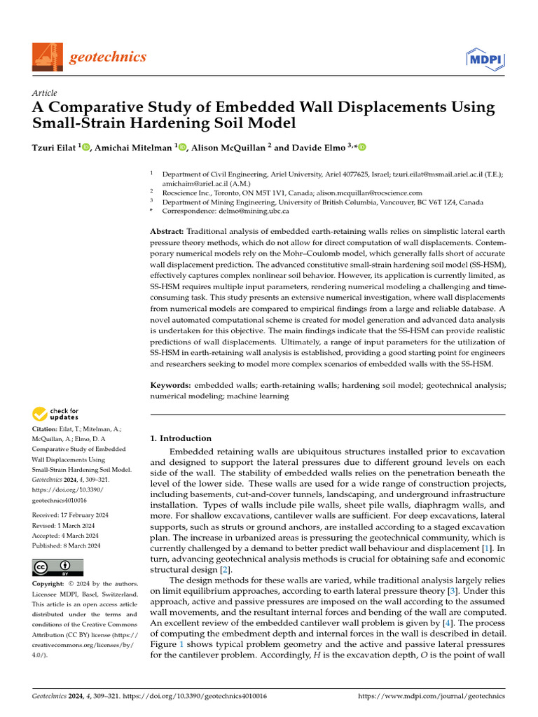 A Comparative Study of Embedded Wall Displacements Using Small-Strain ...