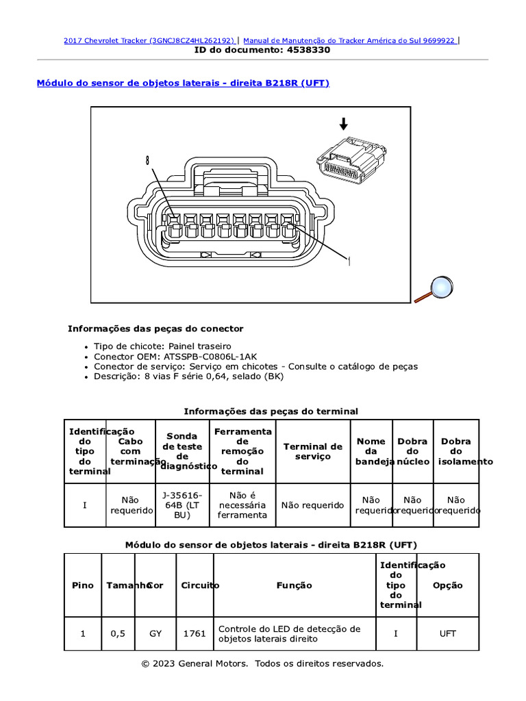 Módulo Do Sensor de Objetos Laterais - Direita B218R (UFT) | PDF