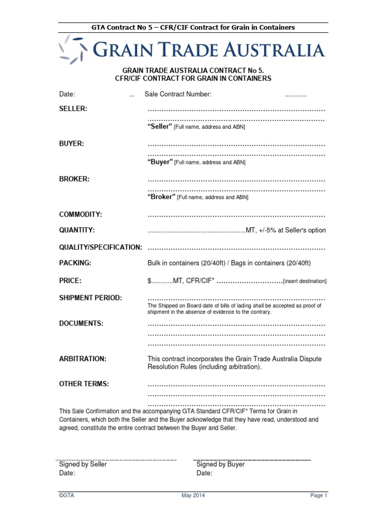 Contract No 5 CFR-CIF | PDF | Letter Of Credit | Business Law