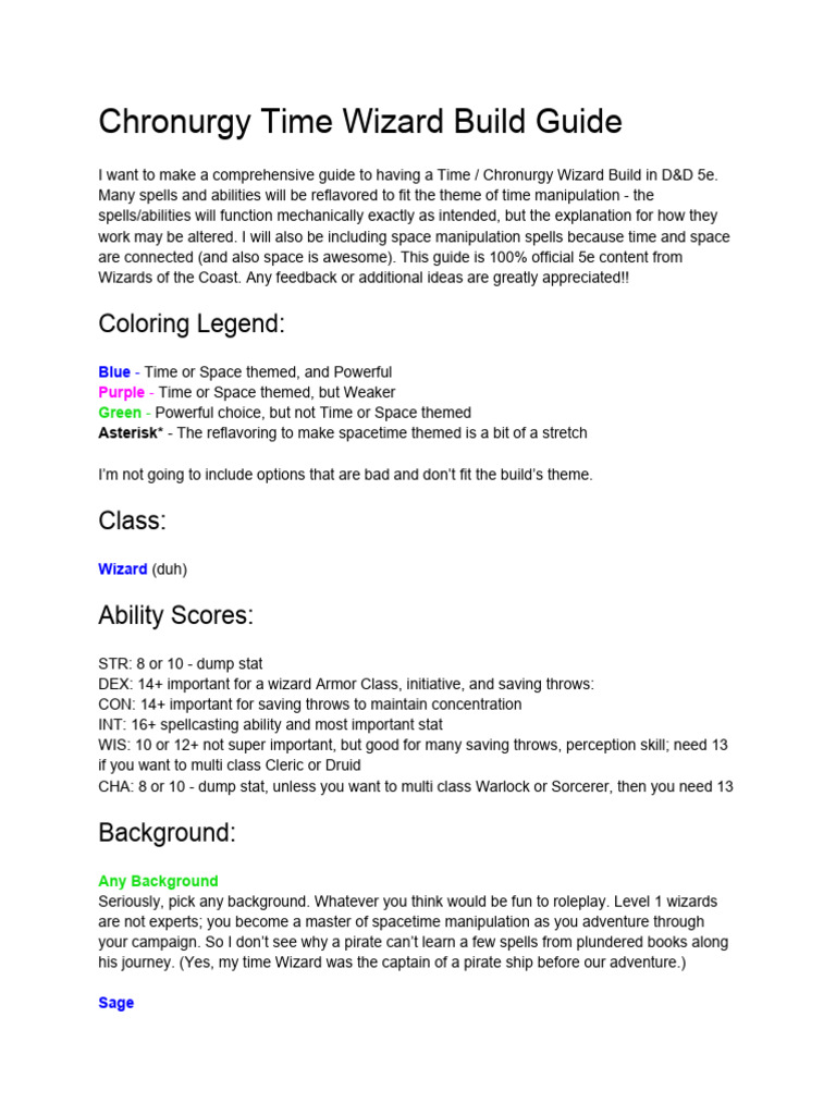 Chronurgy Wizard Guide | PDF | Dungeons & Dragons | Gary Gygax Games