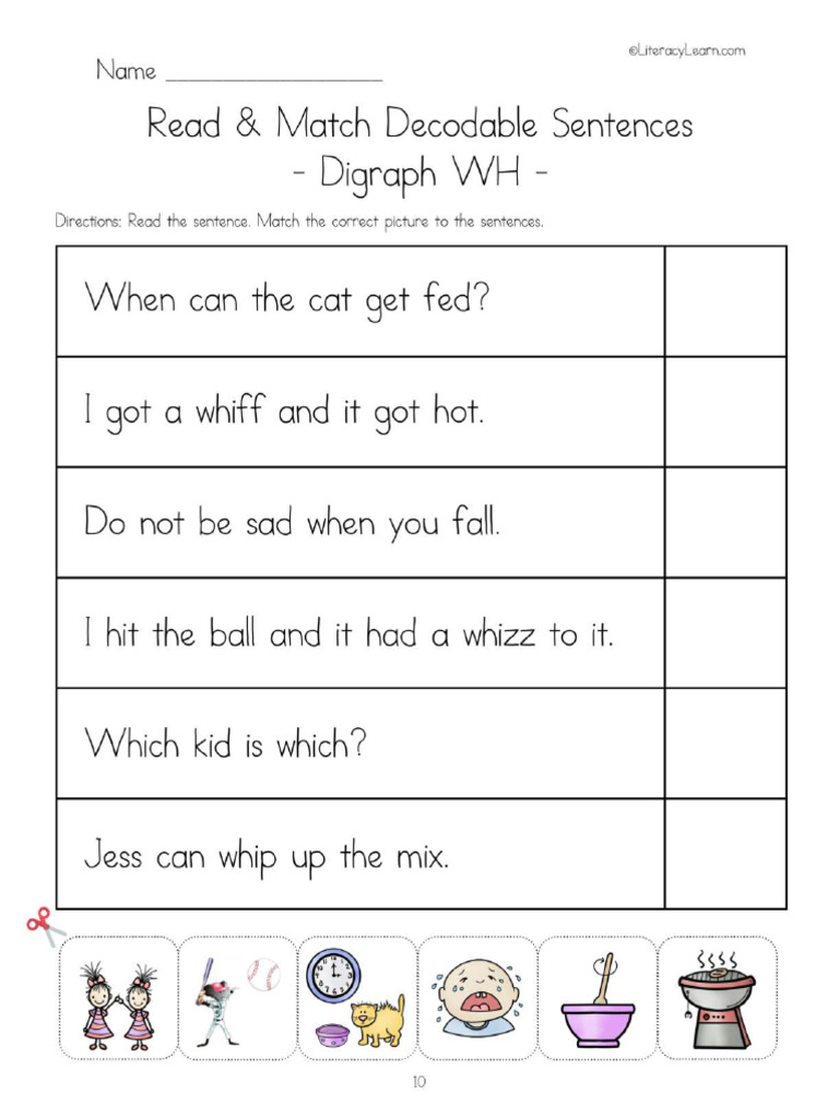 Digraph WH Decodable Sentences | PDF