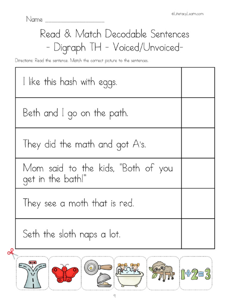 Digraph TH Decodable Sentences | PDF