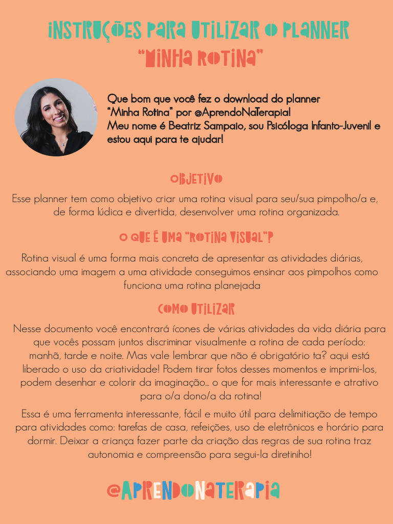 Planner de Rotina Visual para Crianças | PDF | Carreira e Crescimento ...