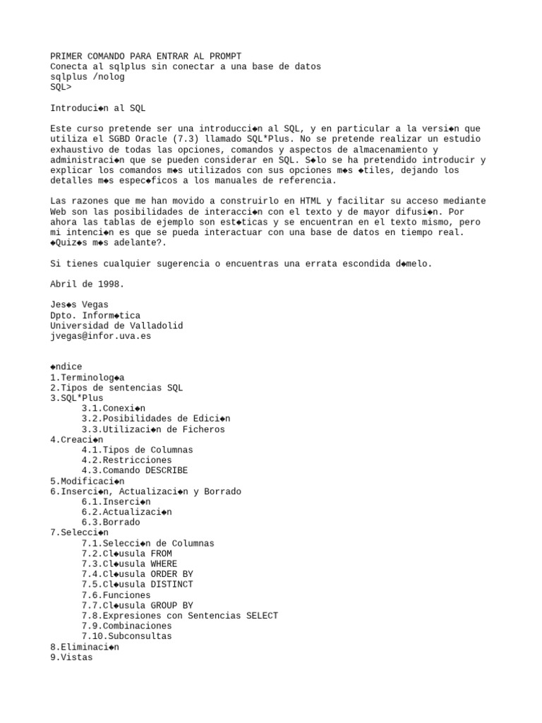 Introduccion Al SQLPLUS | PDF | SQL | Modelo de datos