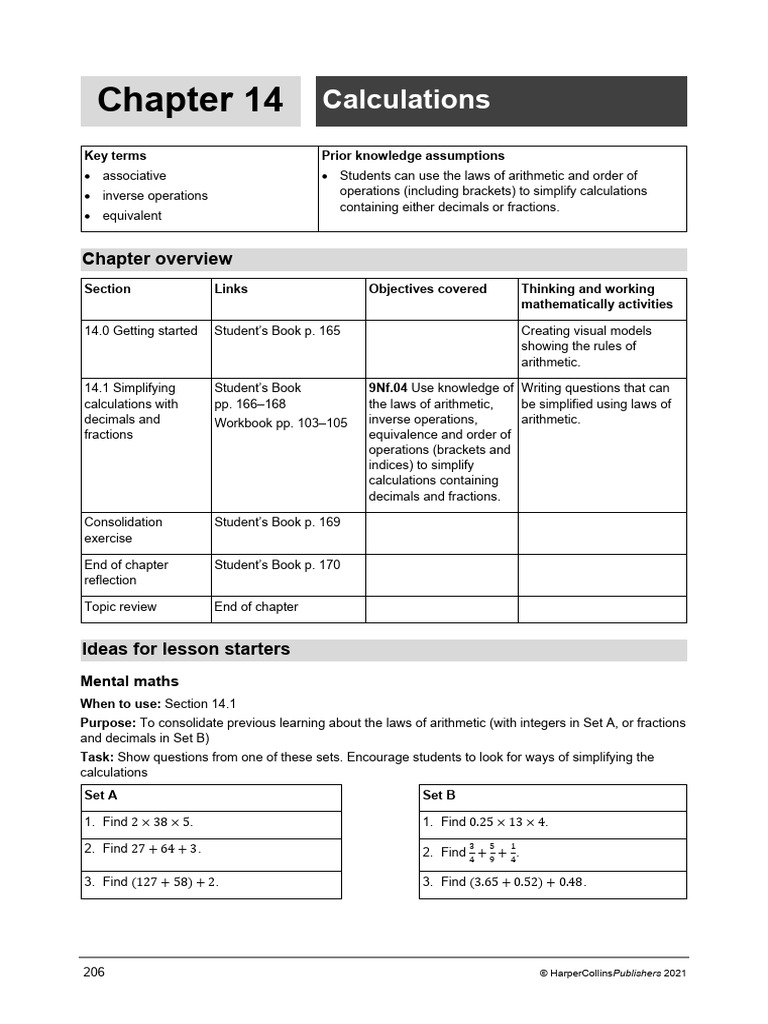 Calculations: Chapter Overview | PDF | Arithmetic | Multiplication