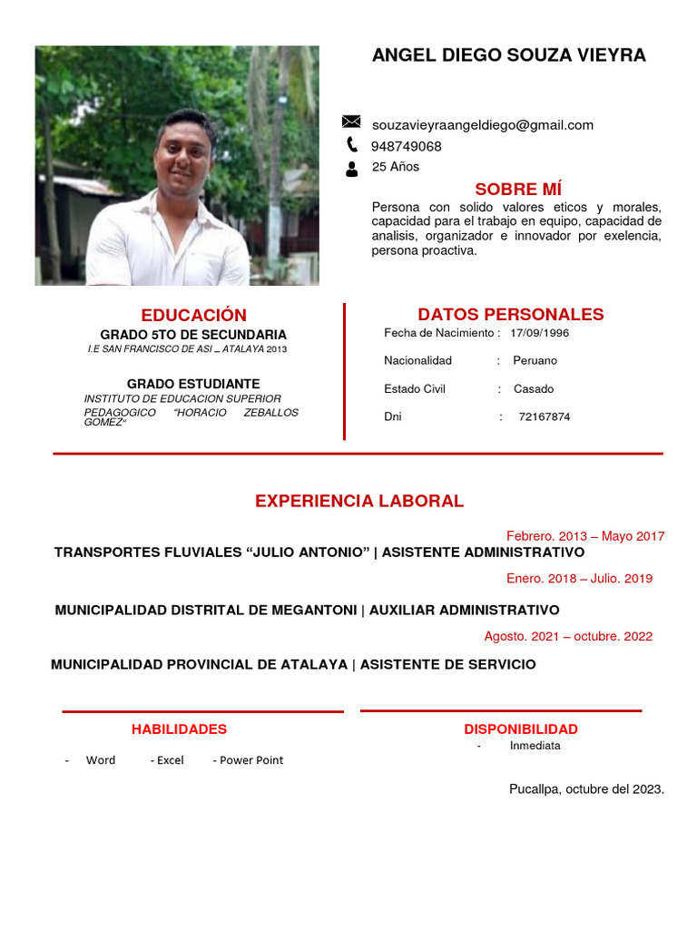 CV angel diego souza vieyra | PDF