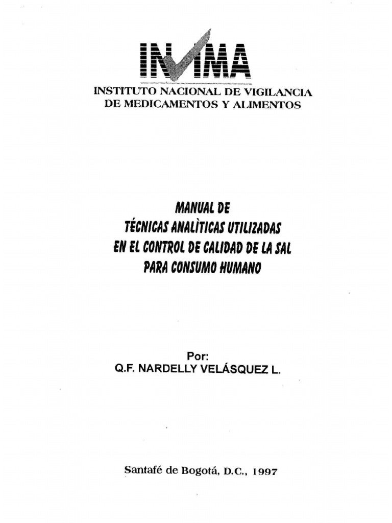 INVIMA Técnicas Analiticas utilizadas en el control de calidad de la ...