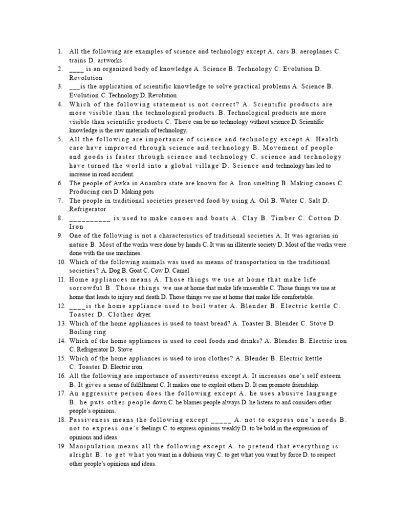 Jss2 Social Studies Examination 3rd Term | PDF | Home Appliance | Banks