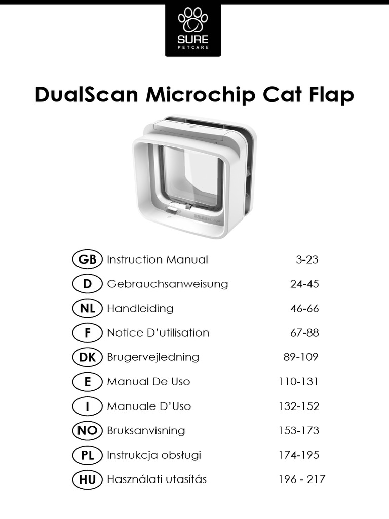 Dual Scan Cat Flap Manual | PDF | Radio Frequency Identification