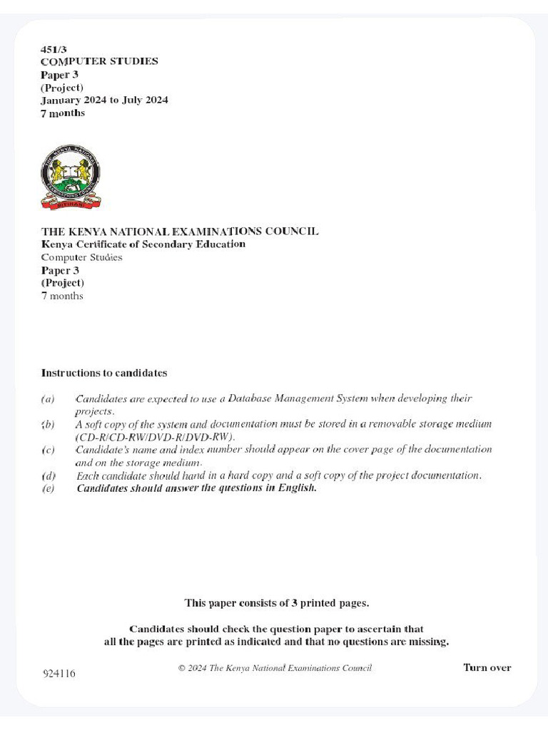 Kcse 2024 Paper 3 | PDF