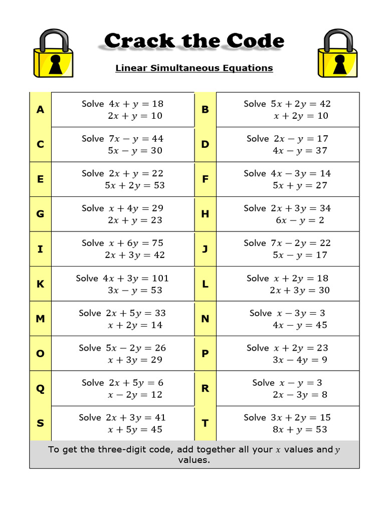 Linear Simultaneous Equations Crack The Code | PDF