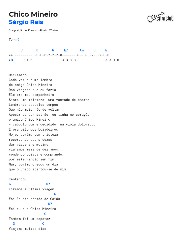 Chico Mineiro (Sérgio Reis) | PDF