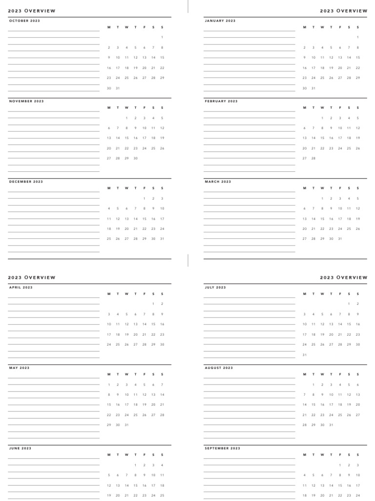 2023 Monthly Calendar Overview | PDF