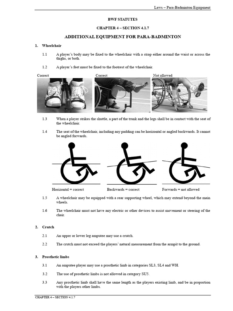 Section 4.1.7 - Additional Equipment - para - Badminton - Experiment | PDF