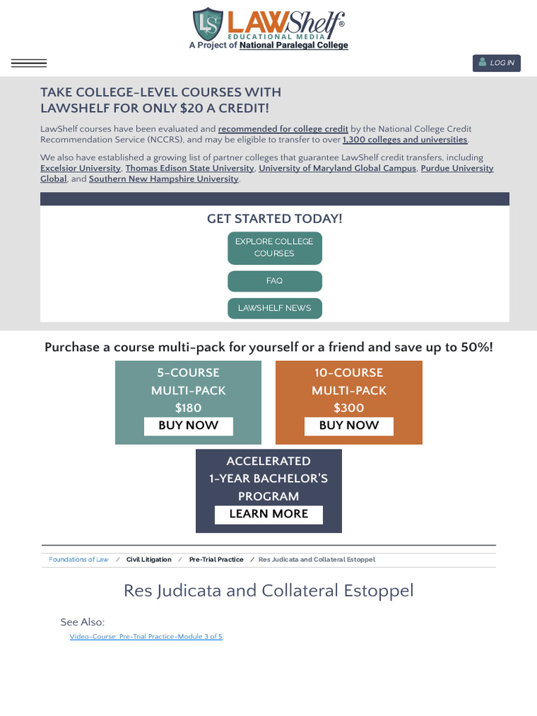 FoundationsofLaw-ResJudicataandCollateralEstoppel 1719314922731 | PDF ...